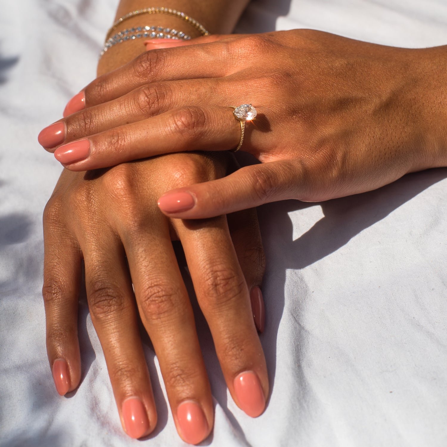 Pave Floating Pear Engagement Ring