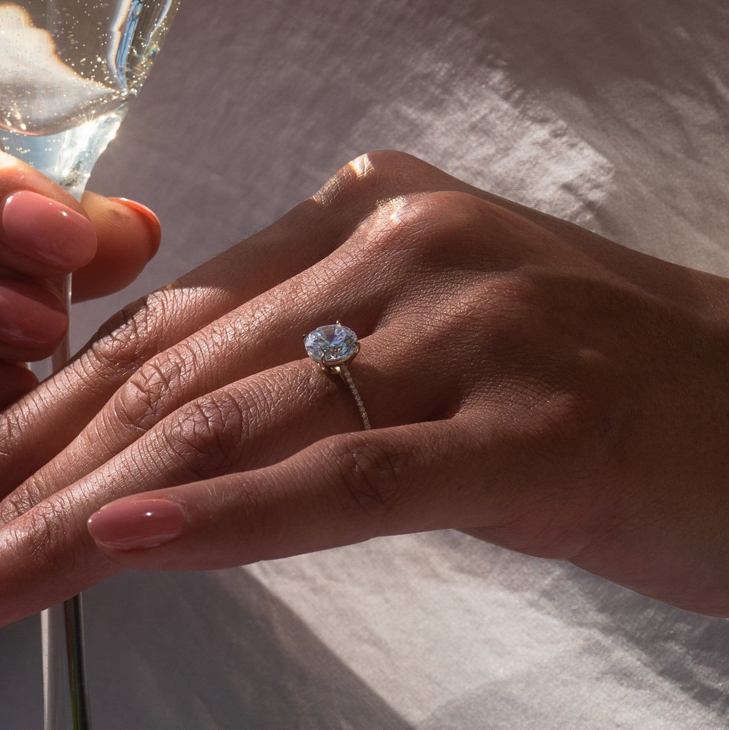 Pave Floating Round Engagement Ring