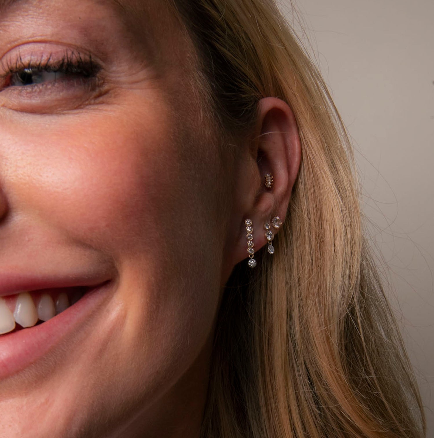 Duo with Hanging Pierced Diamond Earring