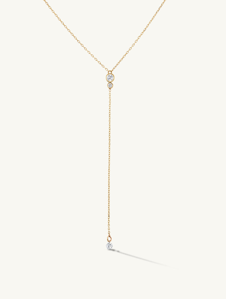 Duo Pierced Diamond Drop Lariat