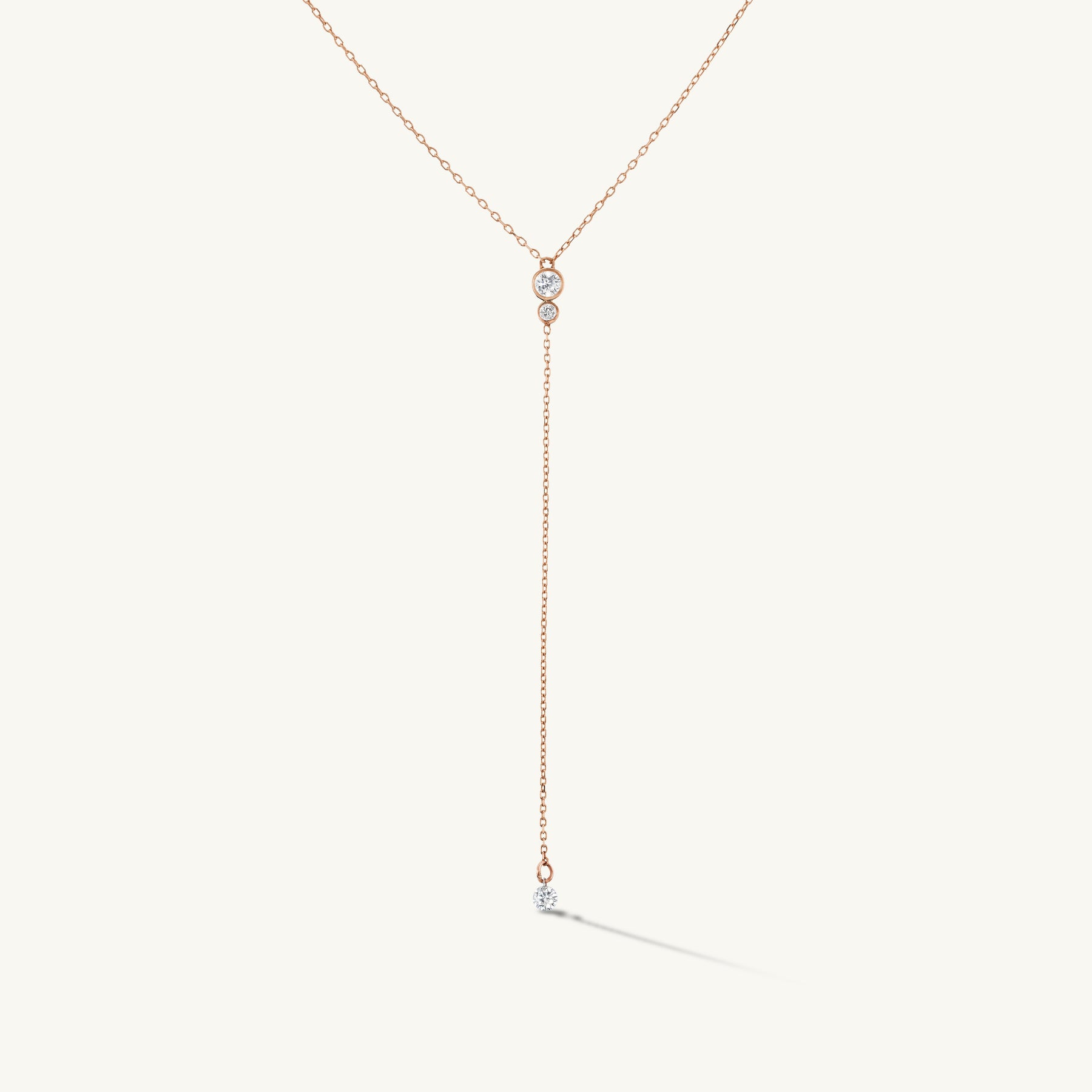 Duo Pierced Diamond Drop Lariat