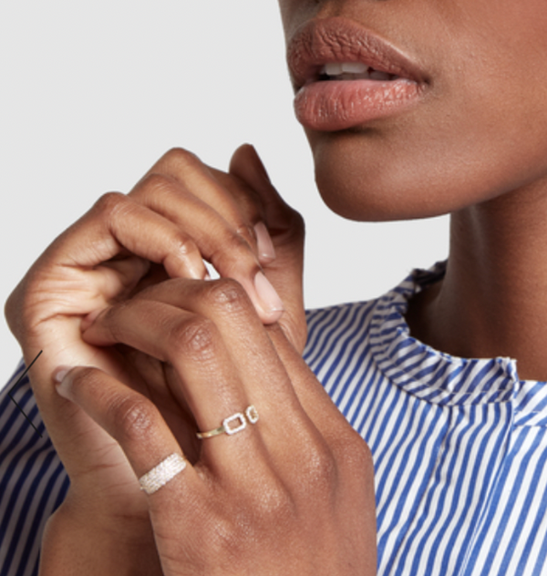 Diamond Studded Tag Ring